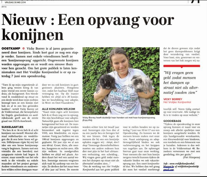 Het Vrolijke Konijnenhol: HVK in de krant!