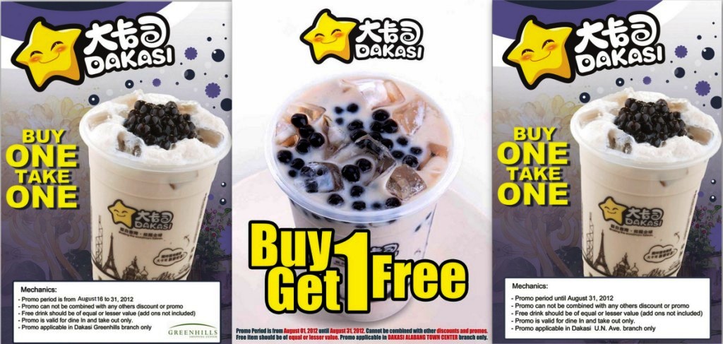 Manila Shopper: Dakasi Milk Tea Buy1 Take1 Promo