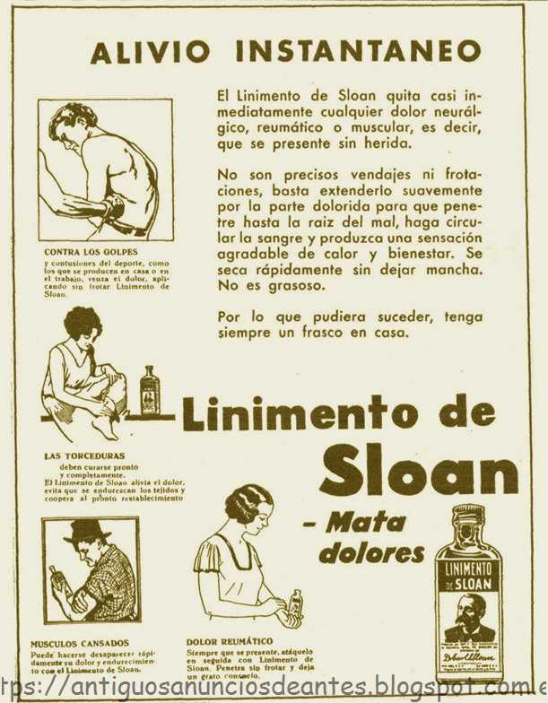 Antiguos anuncios de antes: Linimento de Sloan (medicina) (37 anuncios)