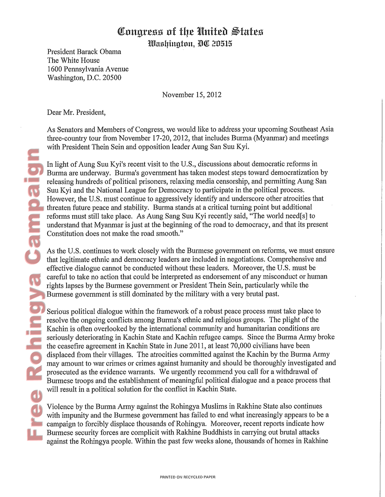 Rohingya Blogger: Free Rohingya Campaign appreciation to U.S Congress