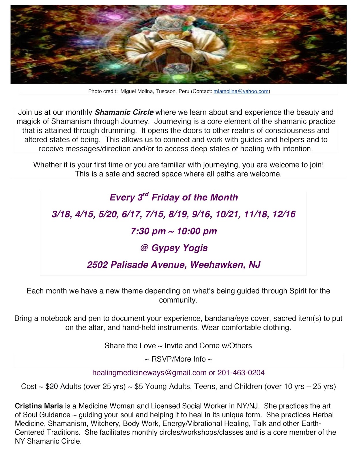 Weehawken, NJ EVENT - Shamanic Drum Circle on Friday 4/15 - Mind KEY