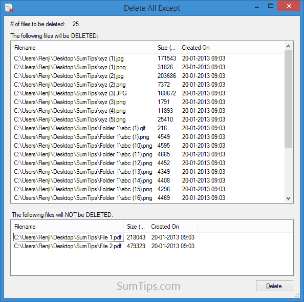 Windows Delete All Files In A Directory Except Specified Ones Sumtips