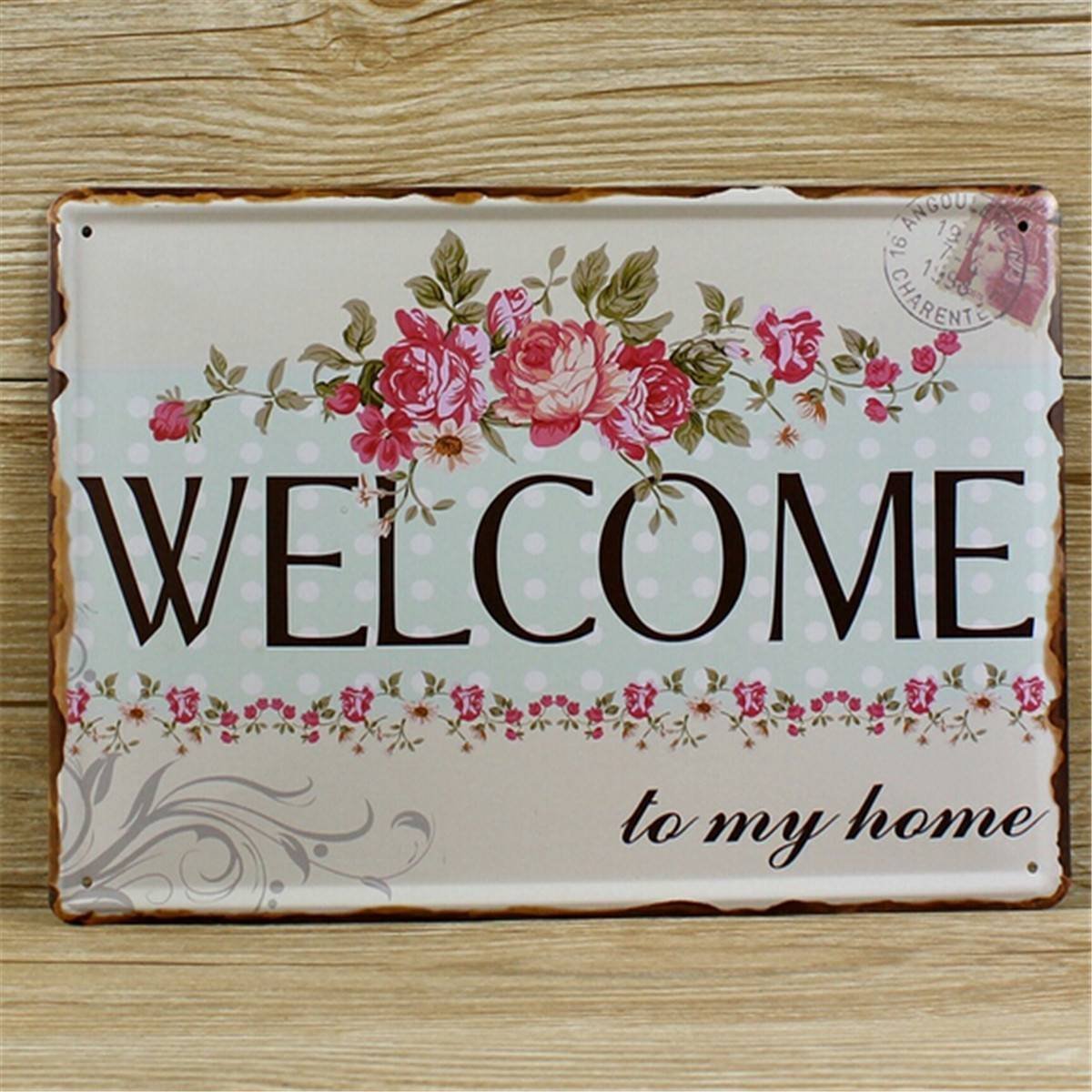 Welcome Home Metal Shabby Chic Vintage Sign Home Wall Decor - Shabby ...