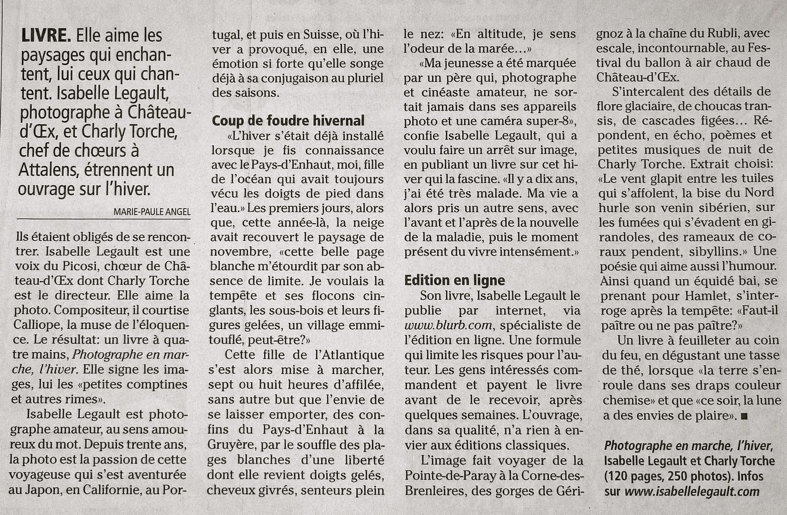 Photographe en Marche: ... dans le journal de la Gruyère!