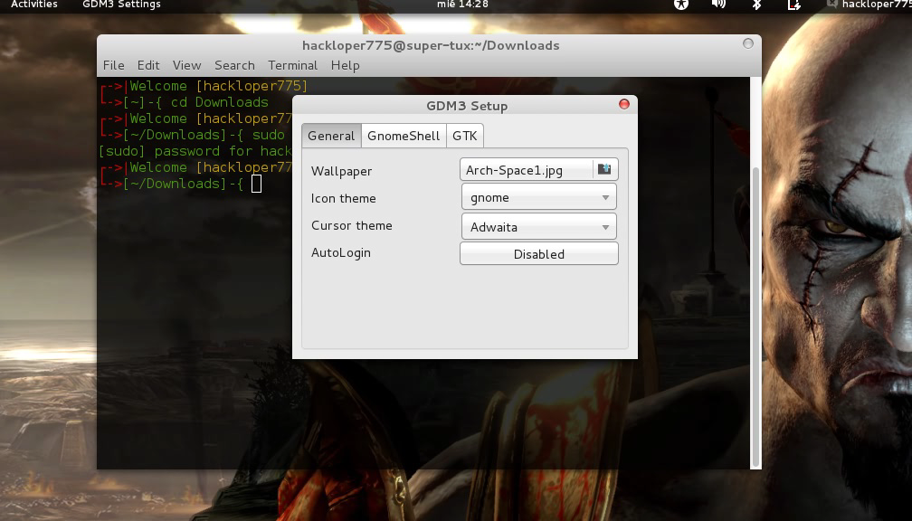 Como cambiar el fondo de gdm en gnome shell Archlinux | Tiempo de Tux