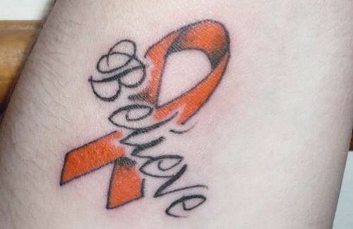 Tattoo Ideas: Orange Cancer Ribbon Tattoos