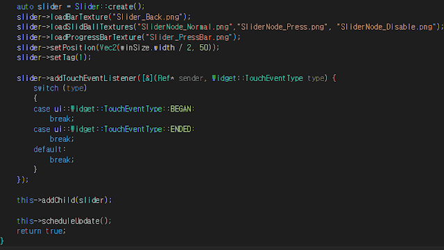 개발: cocos2d-x LoadingBar,Slider