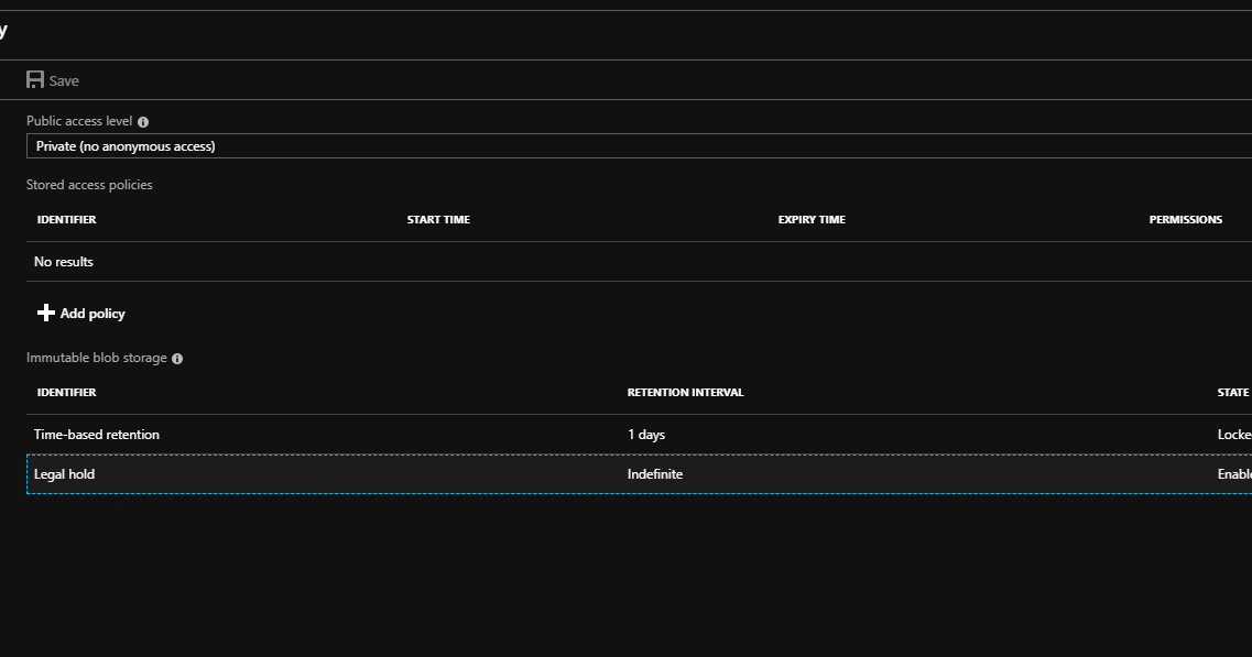Immutable blobs inside Azure Storage (WORM)