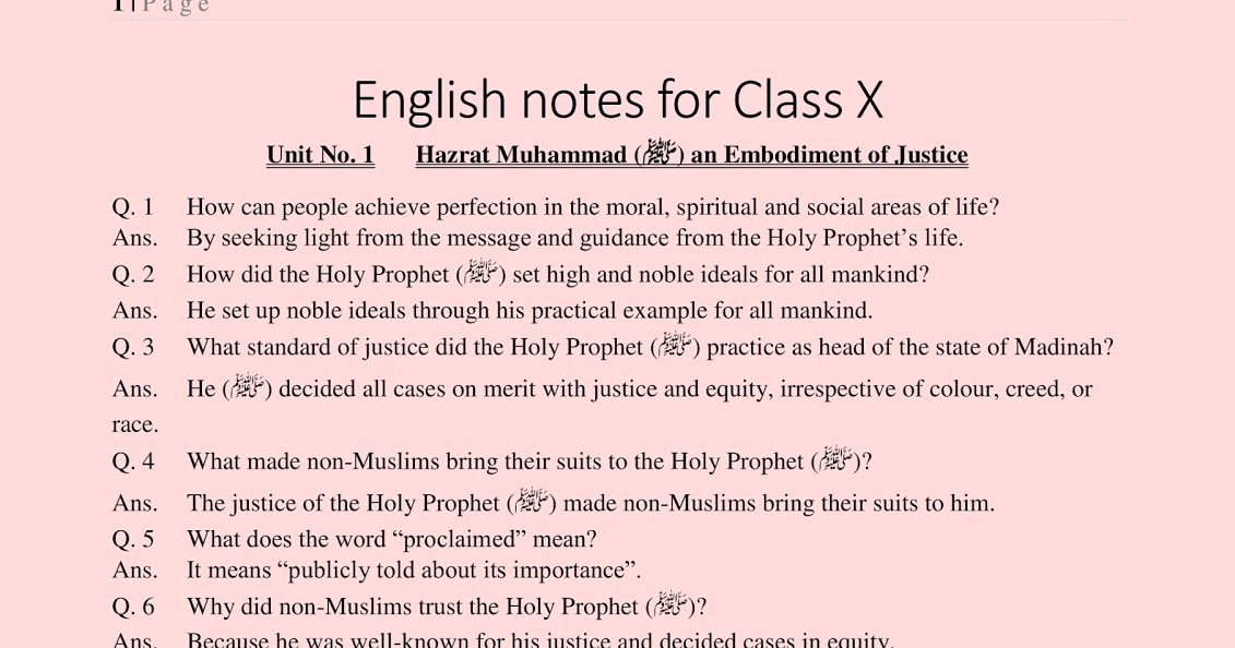 10th Class English Notes Full Book in PDF format By shamraiz Gul ...