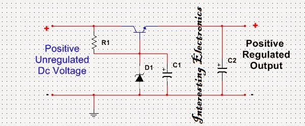 Voltage regulator circuit using zener Diode and Transistor