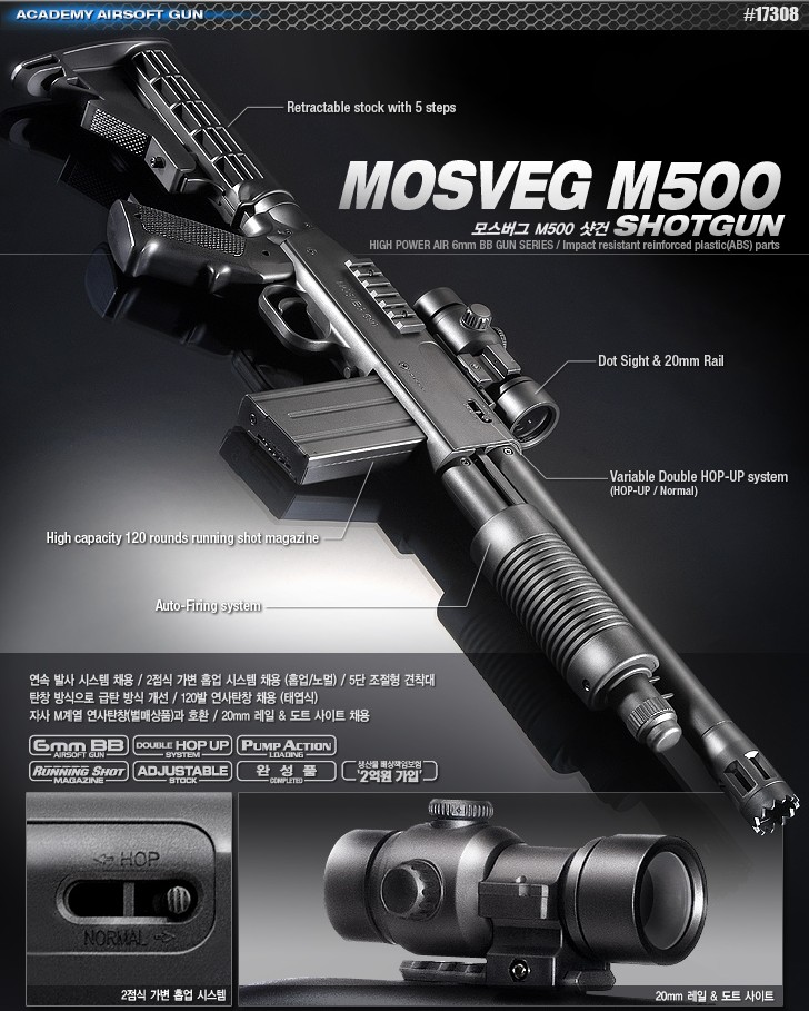 worldhobbyist: ACADEMY AIRSOFT GUN MOSVEG M500 SHOTGUN