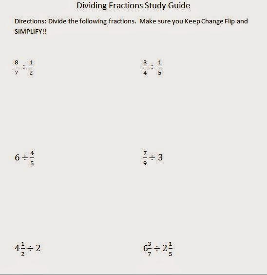Year 5 : Dividing Fractions Study Guide