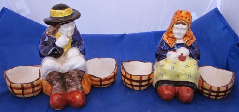 One of A Kind & Antique Quimper: Double Salt Circa 1930