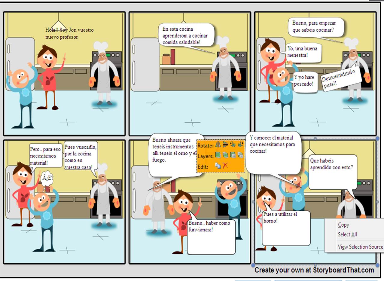 Tecnologia educativa: Comic: Clase de cocina