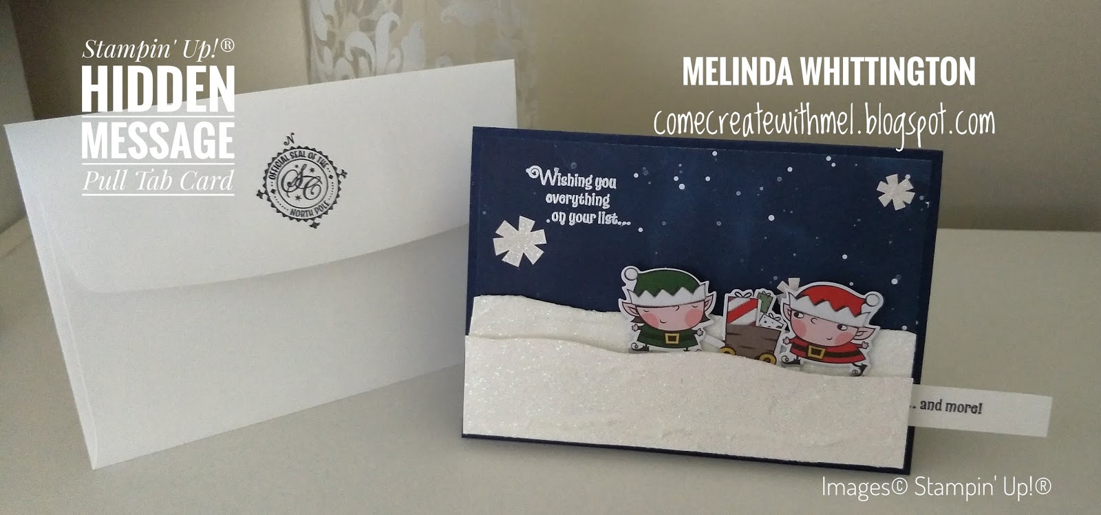 Christmas Hidden Message Pull Tab Card. - Melinda Whittington