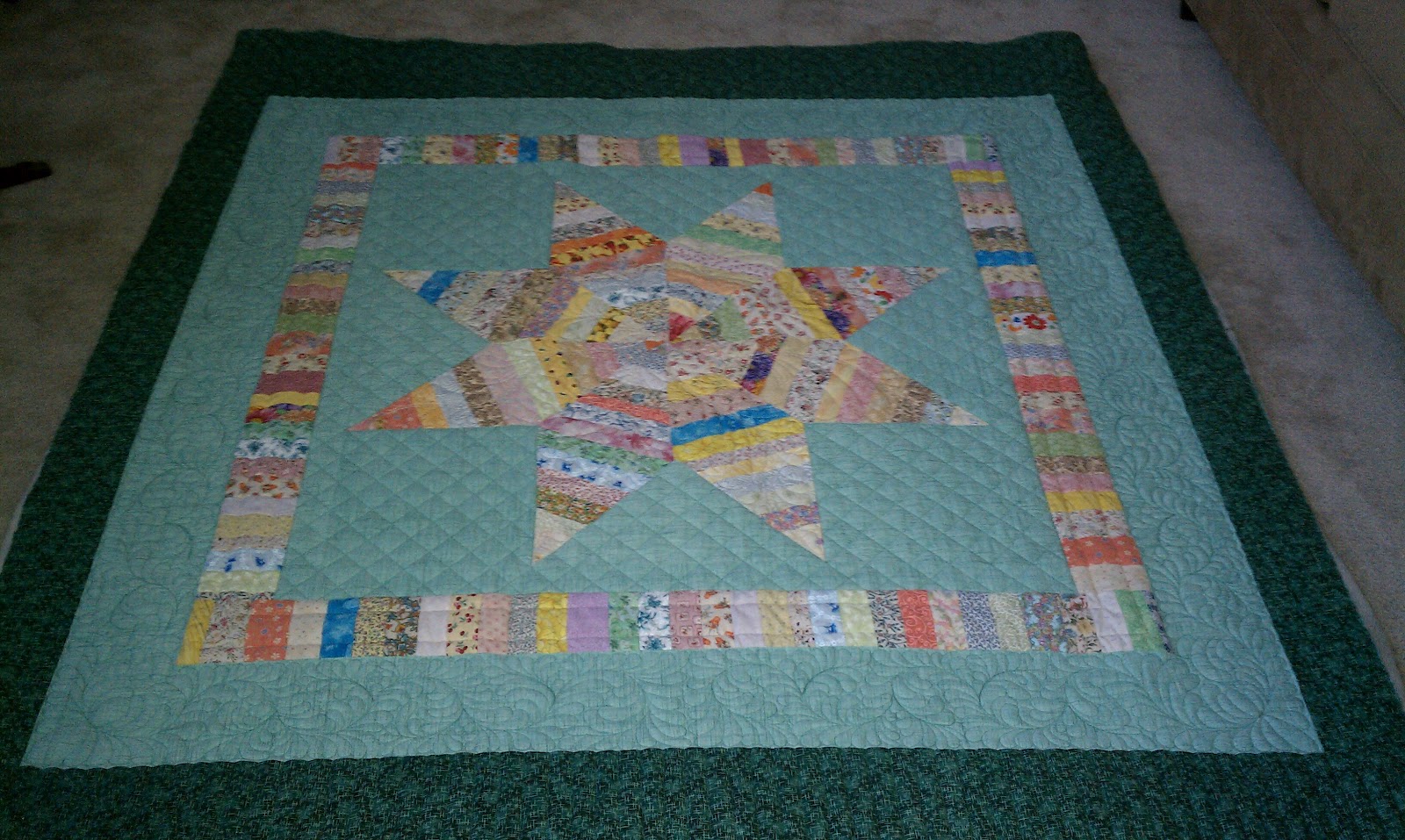 Strip Pieced Lone Star quilt