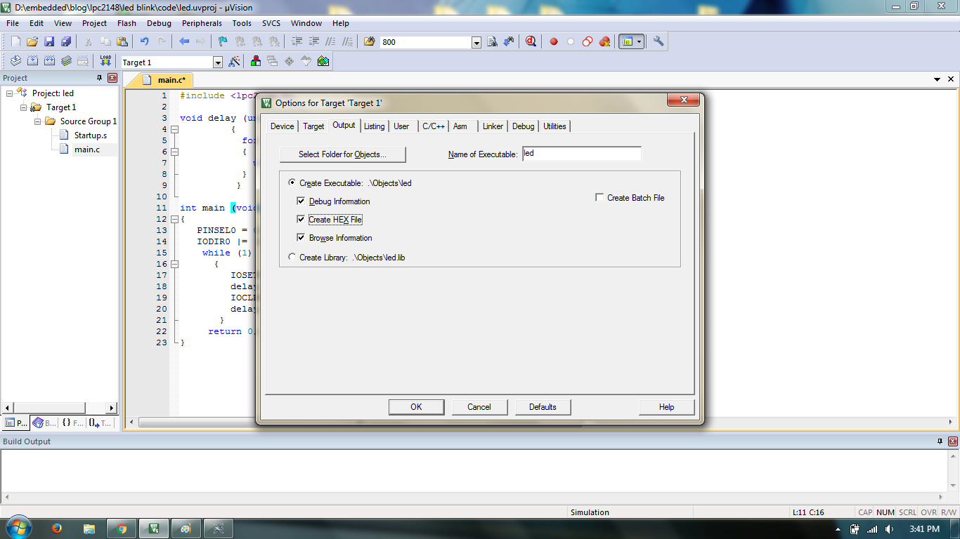 LED blinking with lpc2148 - CONTROLLERSTECH