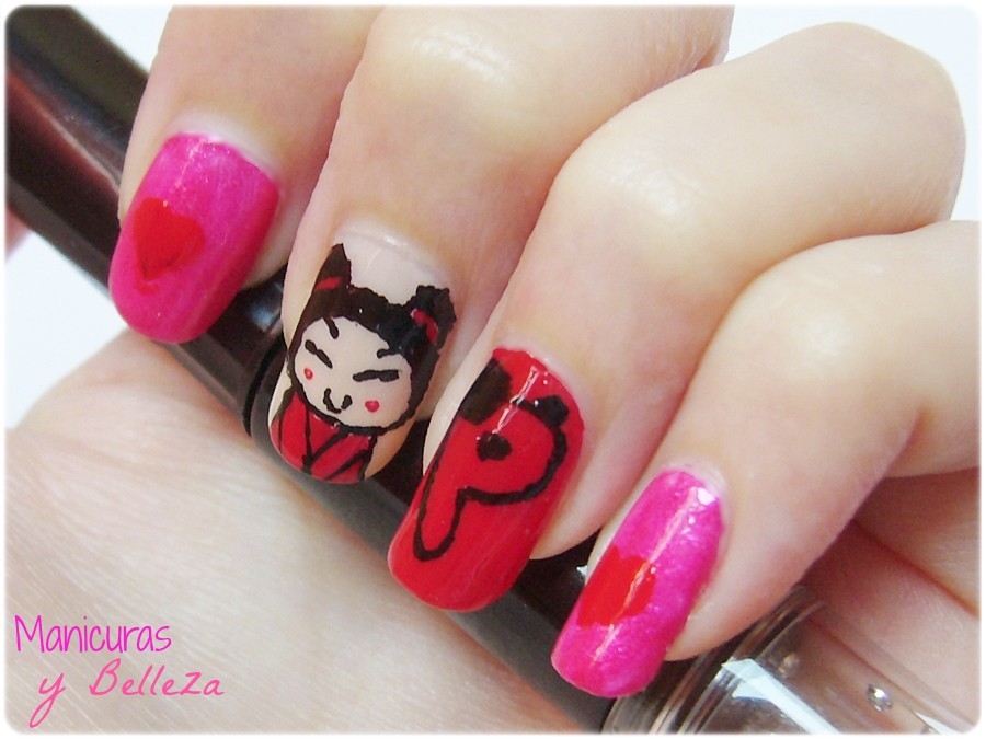 Manicuras y Belleza: Reto BEE: Pucca Nail Art - La manicura más "cuca"