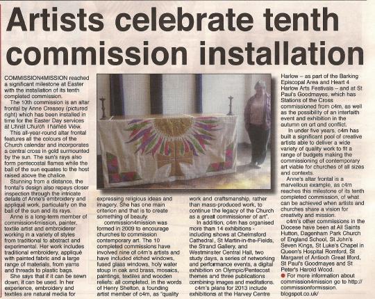 commission4mission: Coverage of Anne Creasey's altar frontal