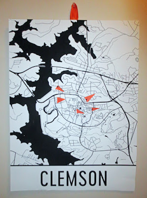 Clemson Girl: DIY Push Pin Map with Clemson Modern Map Art