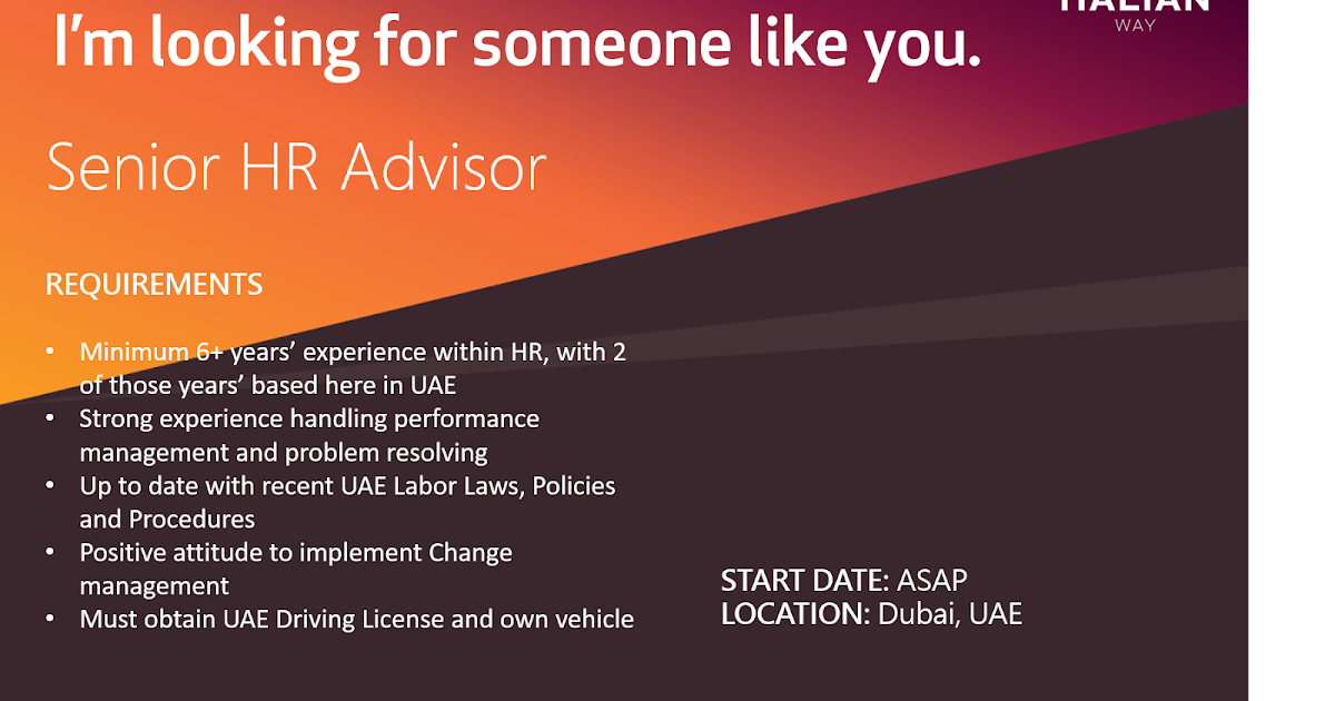 HR Advisor Jobs in Dubai-UAE | Gulf Job Hunt (UAE, Saudi Arabia, Qatar ...