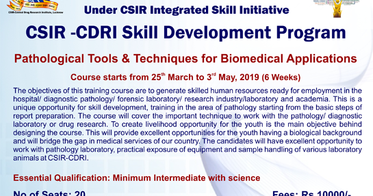 CSIR -CDRI Skill Development Program | Pathological Tools & Techniques ...