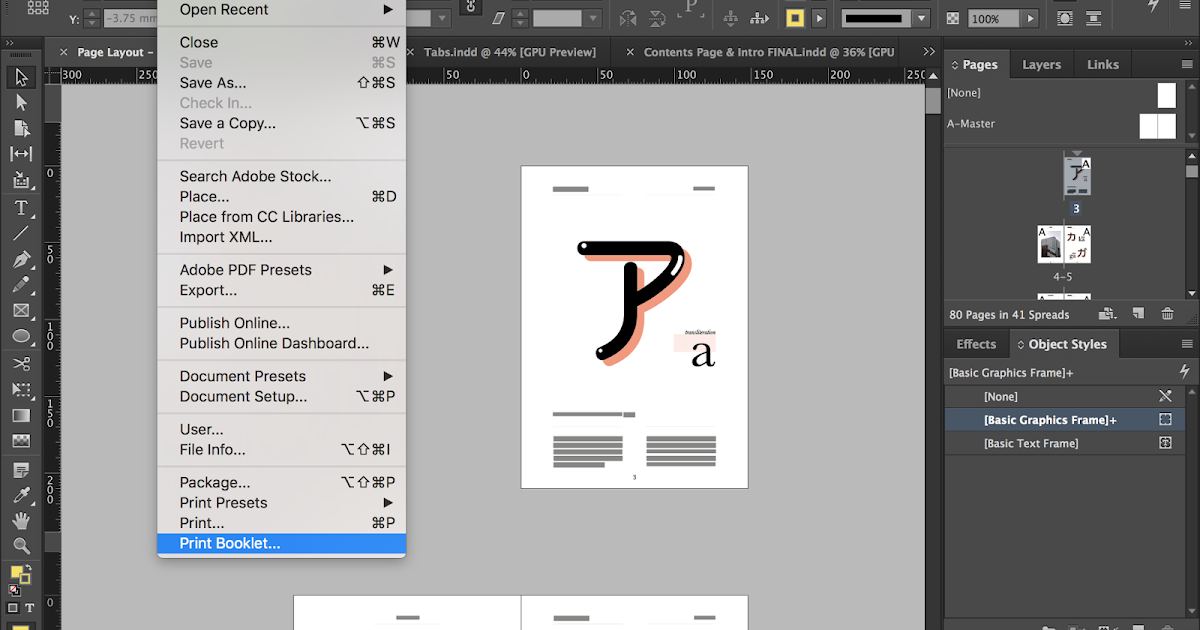 Personal & Proffesional Practice: Indesign Workshop