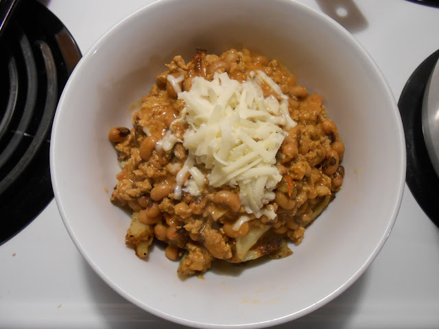 Eat cook and love: Chili au porc et aux haricots à oeil noir, façon poutine