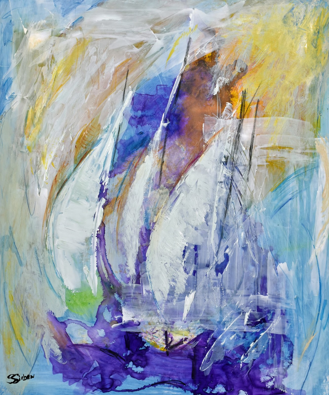 Daily Painters Abstract Gallery: Swells and Sails, abstract seascape by ...