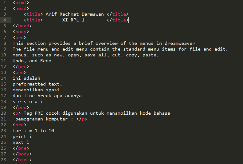 Contoh Kodingan Html
