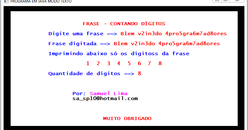 Samuel Lima - Programador C/C++/Java: Frase - contando dígitos