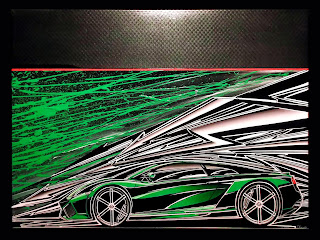 Pinstripe Chris: New Sharpie Art "Lamborgreeni" For Sale