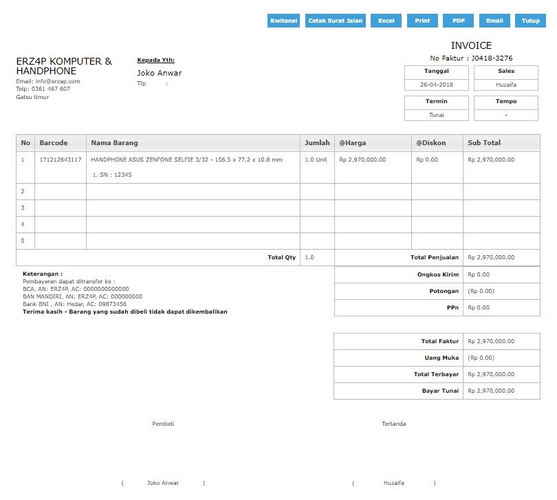 Nota Pembelian Laptop : Normalisasi Nota Pembelian Toko Komputer ...