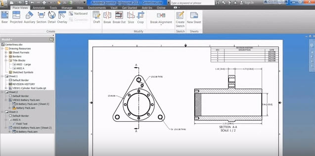 วิธีการ drafting, 2D technical drawing ในโปรแกรม Inventor - Graphic Cad ...