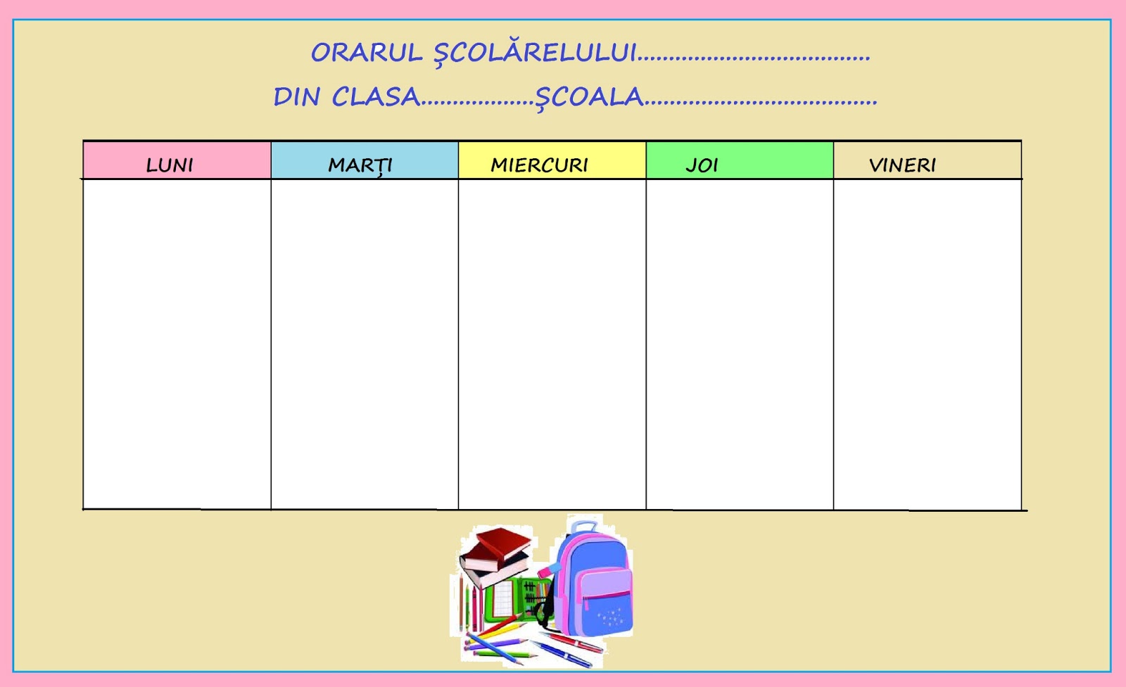 Lumea lui Scolarel...: Orare pentru școlărei