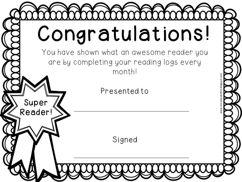 Mrs. Wheeler's First Grade Tidbits: Monthly Reading Logs