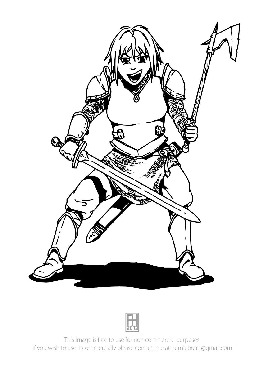 Humlebo art: Coloring pages: Warrior