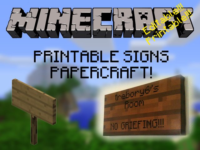 Editable Minecraft Signs Papercraft | Paperized Crafts