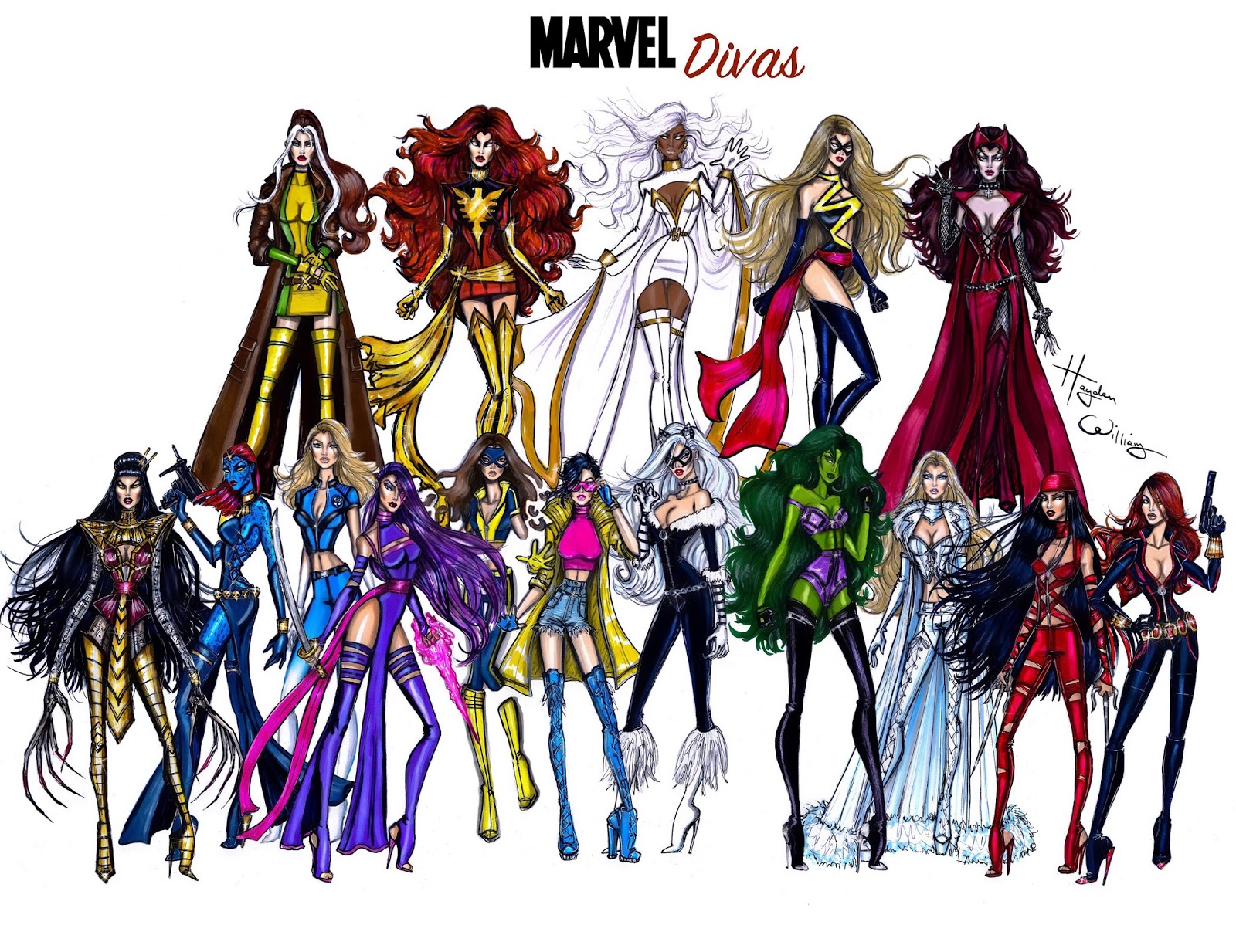 Hayden Williams Fashion Illustrations: Marvel Divas by Hayden Williams