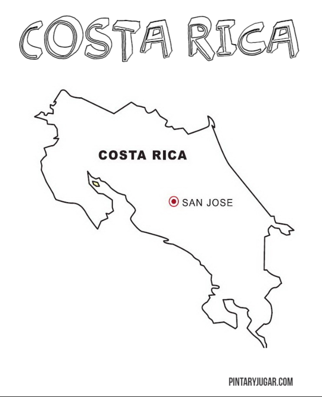 Costa Rica Mapa Para Colorear Maps Mapas Reproduced Sketch Coloring Page