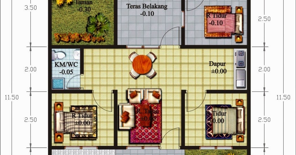 Ukuran Ruangan Gambar Denah Rumah Minimalis