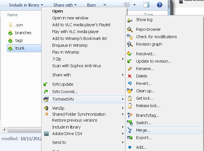 Something To Remember Merge A Branch Into The Trunk Using Tortoise Svn