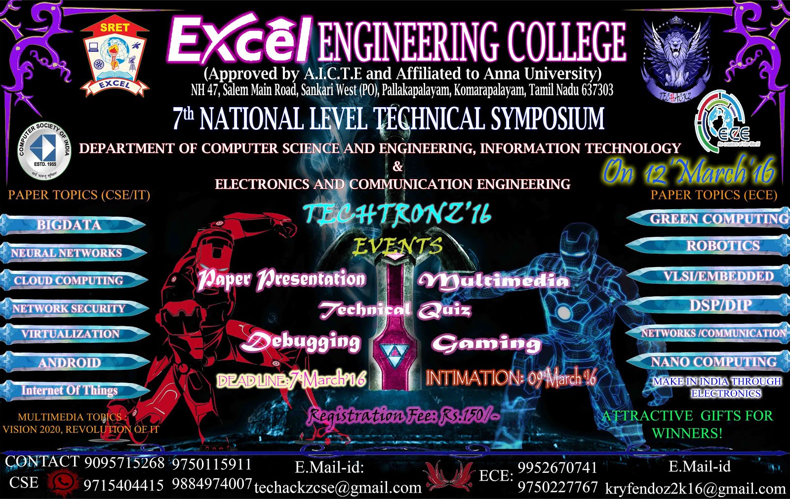 Excel Group Insititutions: Techtronz' 16 - Excel Engineering College ...