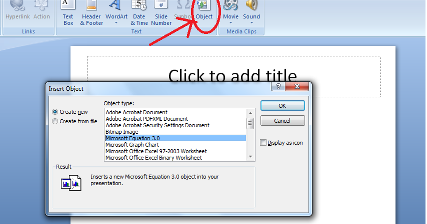 How to insert an Equation in a power Point Slide