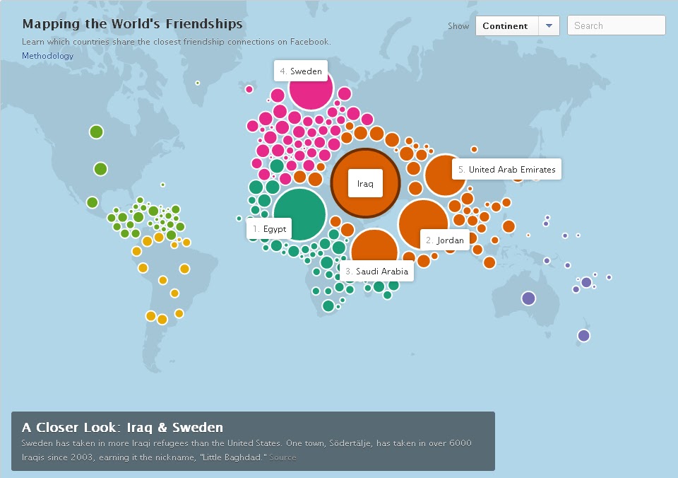 خريطة الصداقات التفاعلية للعراق مع العالم من خلال فيسبوك Interactive ...