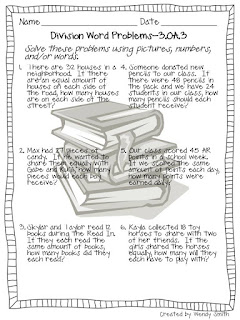 Division Word Problems FREEBIE - One Happy Teacher