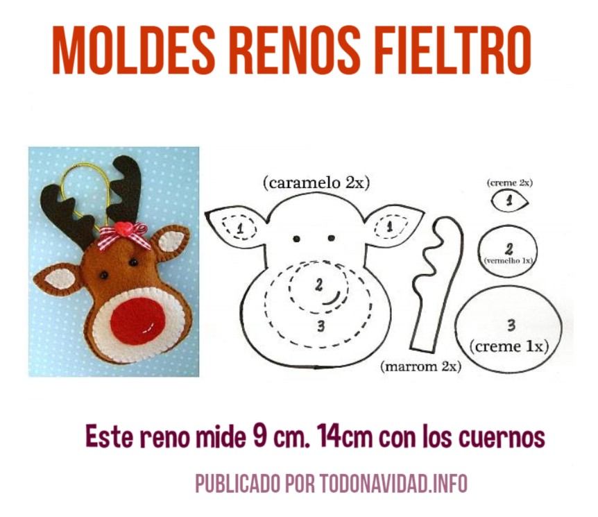 Manualidades Reno fieltro con moldes - TODO NAVIDAD
