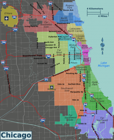 Map of Chicago, USA