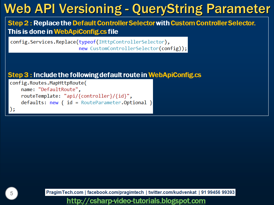 Sql Server Net And C Video Tutorial Web Api Versioning Using Querystring Parameter