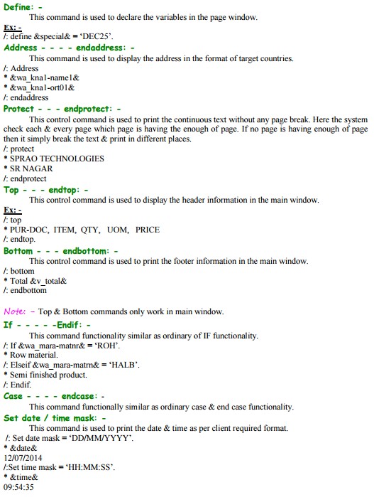 Sap Abap Sap Ui5 Sap Fiori Control Commands In Sap Scripts